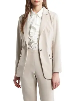 Ming Wang Deco Crepe One-button Blazer - Limestone