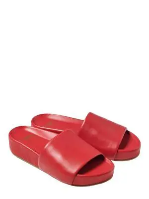 Beek Pelican Leather Slides - Red