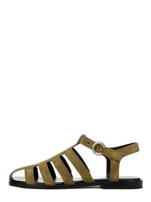 Vince Melina Suede Fisherman Sandal - Olive