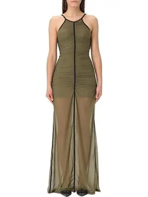 DIESEL® Diesel Ruched Mesh Maxi Dress Green