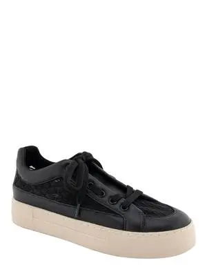 Aerosoles Platform Fashion Sneakers - Black Embroidered Mesh Fabric