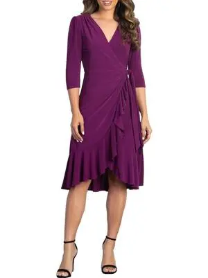 KIYONNA Kiyonna Whimsy Midi Wrap Dress Magenta