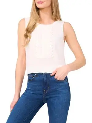 CECE DUPRAZ Scalloped Pintuck Pleat Sleeveless Top - New Ivory