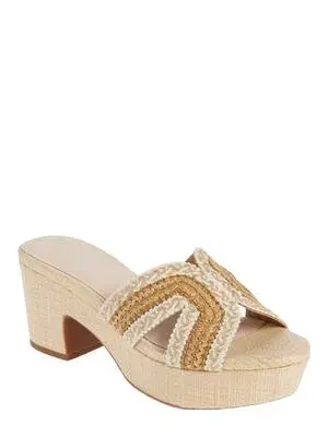 CHOCOLAT BLU Gen Platform Raffia Sandal - Tan Raffia