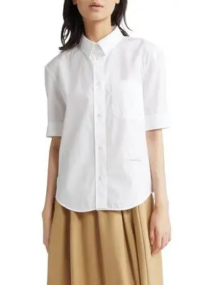 Marni Short Sleeve Poplin Button-up Shirt - Lily/ White