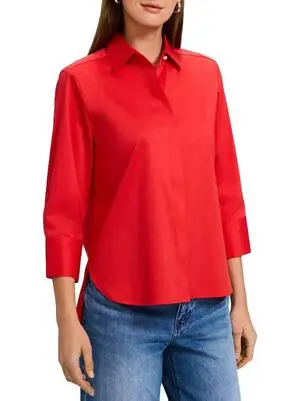 Foxcroft Pearl Button-up Shirt - Scarlet Red
