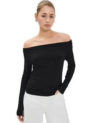 LE BOP LE BOP' Scarlet Off-Shoulder Top Black