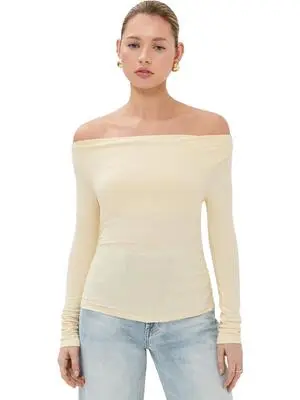 LE BOP Scarlet Off-shoulder Top - Butter Yellow