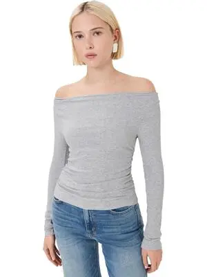 LE BOP Scarlet Off-shoulder Top - Heather Grey