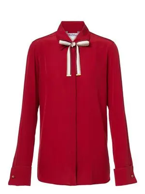 Max Mara Apollo Bow-detail Silk Crepe Blouse - Red