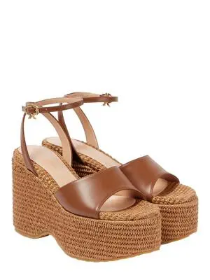 GIANVITO ROSSI Leather Platform Espadrilles - Brown