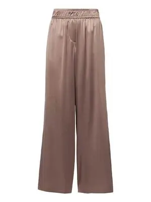 Brunello Cucinelli Silk-blend Wide-leg Pants - Brown