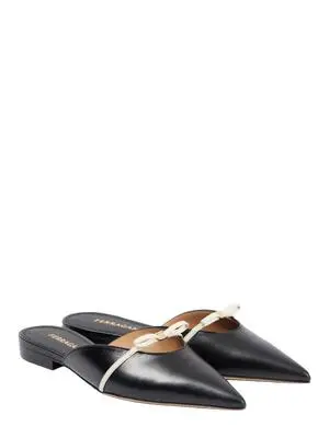 FERRAGAMO Bow-detail Leather Mules - Black