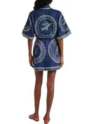 ALEMAIS Oceane Linen Mini Dress Blue