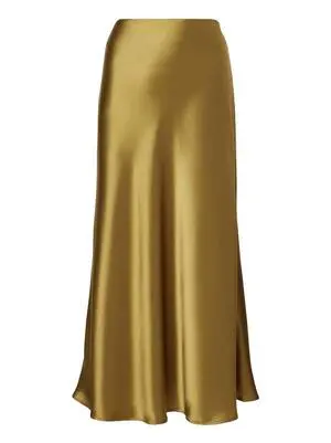 Galvan Valletta Satin Slip Skirt - Green