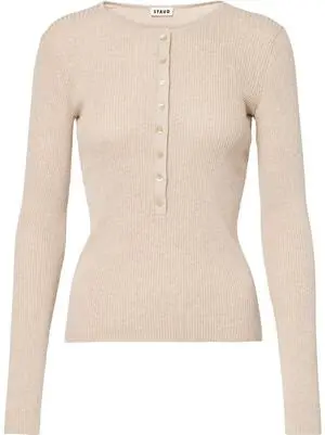 Staud Macaw Henley Shirt - Beige