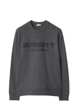 Burberry Logo Cotton Sweatshirt Dark Grey Melange