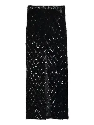 P.a.r.o.s.h Sequin-embellished Maxi Skirt - Black