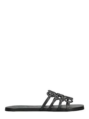 Loewe Petal Anagram Leather Slides - Black