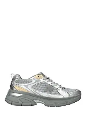GOLDEN GOOSE Lightstar Leather And Mesh Low-top Trainers - Silver Com