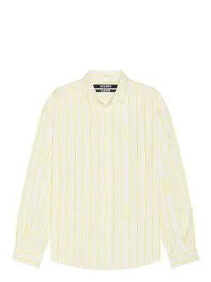 Jacquemus La Chemise Simon In Yellow - Jacquard Business Big Log