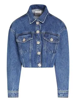SANDRO Sandro Cropped Embellished Denim Jacket