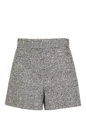 Sandro Houndstooth Wool-blend Tweed Shorts - Gray