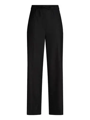 Sandro Pinstriped Wide-leg Twill Pants - Black