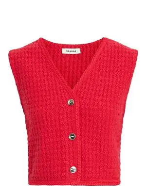Sandro Bouclé-knit Vest - Red
