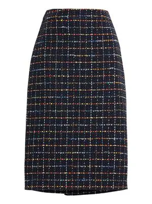 Veronica Beard Nervi Checked Tweed Pencil Skirt - Navy