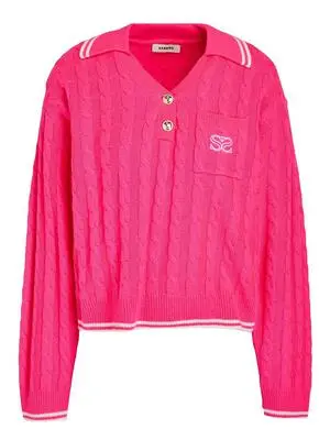 Sandro Cable-knit Wool And Cashmere-blend Sweater - Bright Pink
