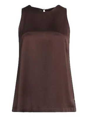 OTTOD'AME OTTOD'AME Sleeveless Boat Neck Top In Satin Brown