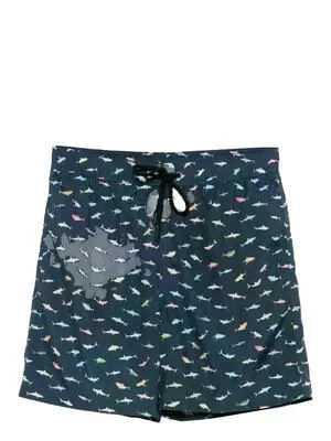 Paul & Shark Shark-motif Swim Shorts - Blue