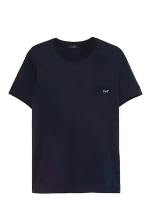 FAY Logo-embroidered T-shirt - Blue