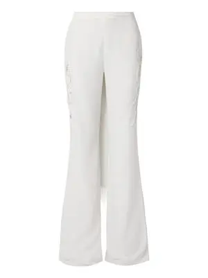 Zuhair Murad Embellished Cady Flared Pants - White