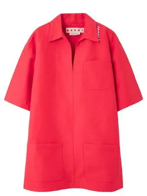 Marni Oversized Embroidered Mini Dress - Red