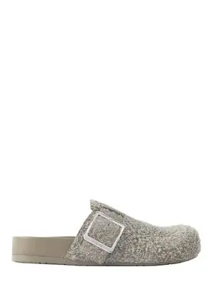 Loewe Ease Buckled Brushed-suede Mules - Gray