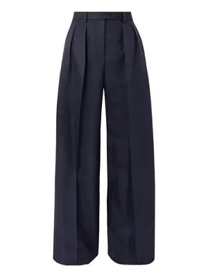 Loro Piana Devin Pleated Wide-leg Pants - Blue