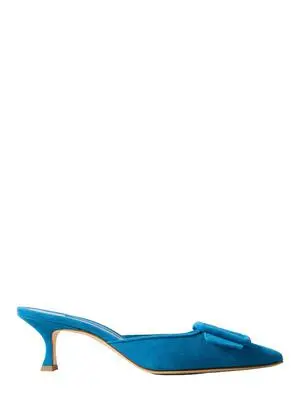 Manolo Blahnik Maysale 50 Buckled Mules - Blue