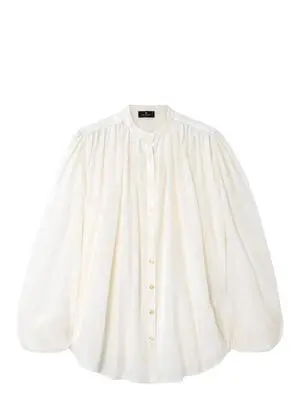 Etro Pleated Paisley-print Blouse - White