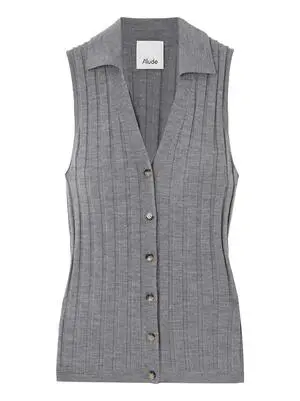 ALLUDE Allude Ribbed Wool Vest