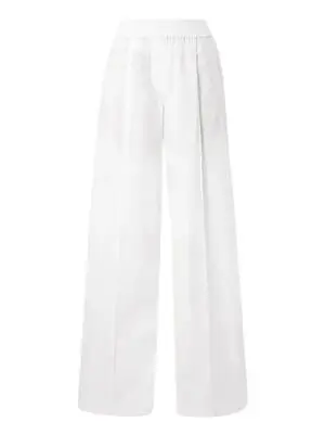Brunello Cucinelli Pleated Wide-leg Twill Pants - White