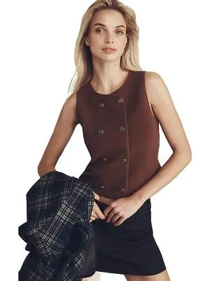 DOLAN LEFT COAST Sleeveless Structured Top Chocolate Brown