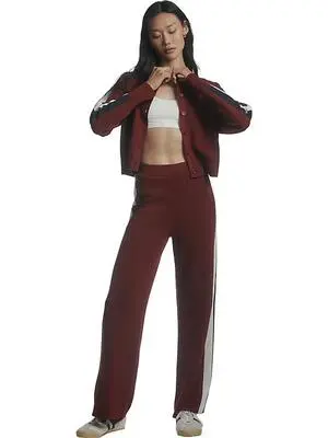 Maeve Side-stripe Knit Track Pants - Burgundy / Navy
