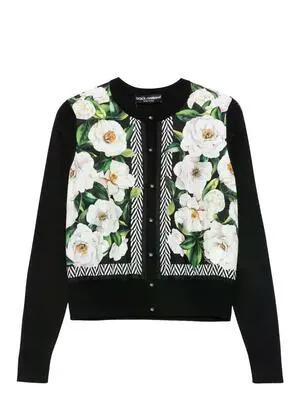 Dolce & Gabbana Floral-print Cardigan - Black