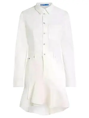 Karl Lagerfeld Ruffled Denim Shirt Dress - White