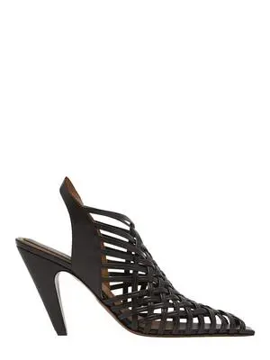 Stella McCartney Stella McCartney Spure Woven Slingback Peep-Toe Pumps Coffee