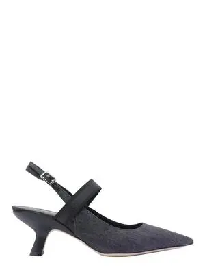 VIC MATIE Twill Slingback Pumps - Black