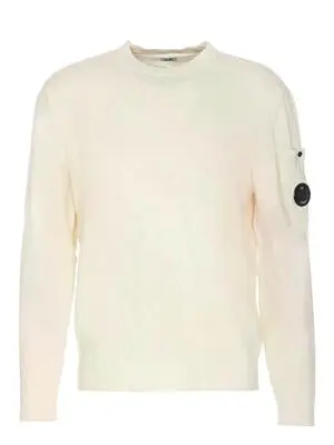 C.P. COMPANY Lens-detail Long Sleeve Sweater - White