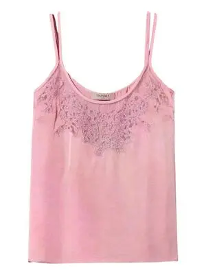 TWINSET Embroidered-detailing Satin Top - Pink